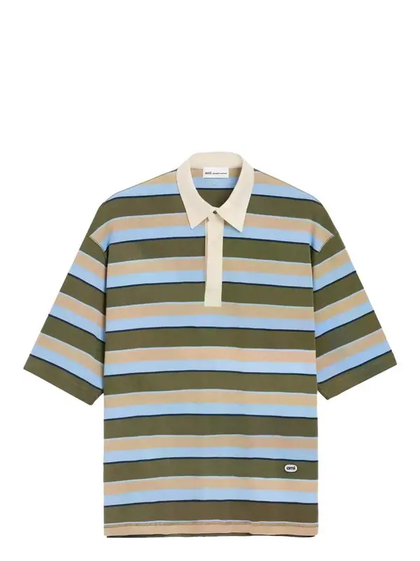 Ami Striped -patch Polo Shirt - Green
