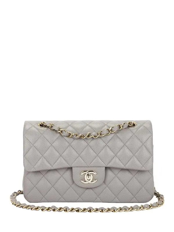 Chanel Caviar Small Classic Double Flap Bag - Grey