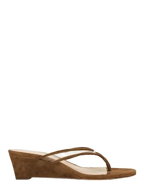 Veronica Beard Clea Wedge Sandal - Clear & Chestnut