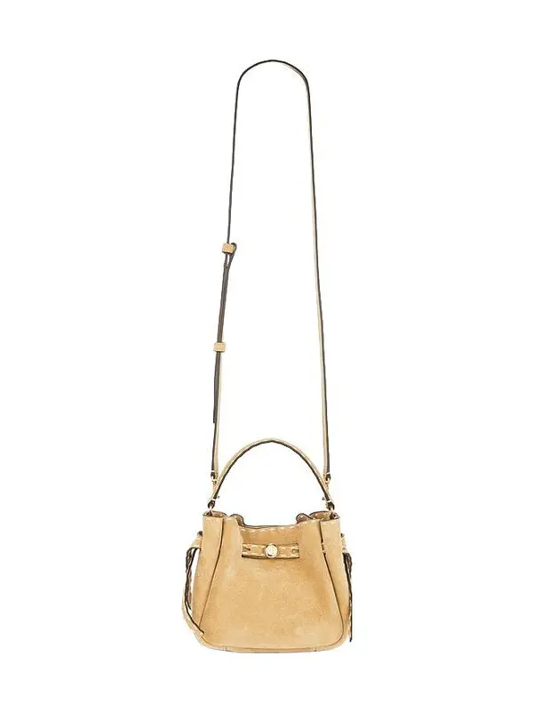 Tory Burch Romy Suede Pick Stitch Mini Bucket Bag - Butter