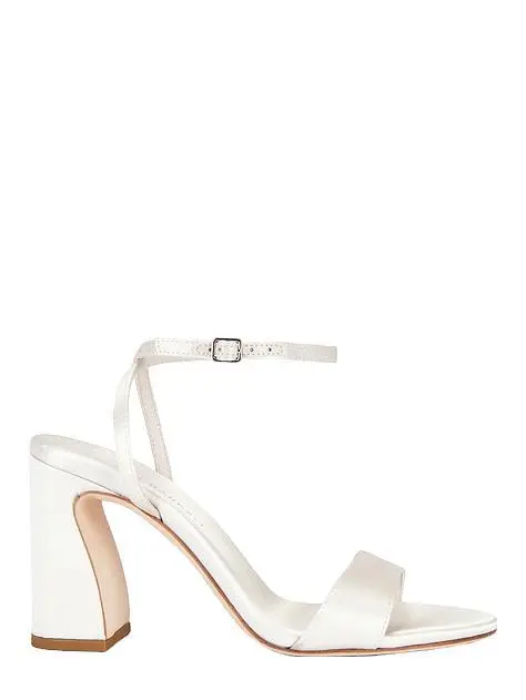 LOEFFLER RANDALL Malia Curved Heel Sandal - Cream Satin