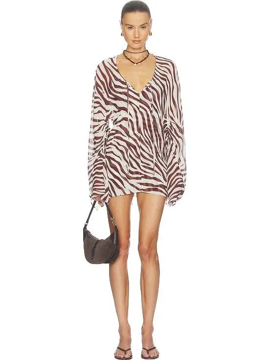 CAMILA COELHO Liria Mini Dress - Brown Ivory Zebra