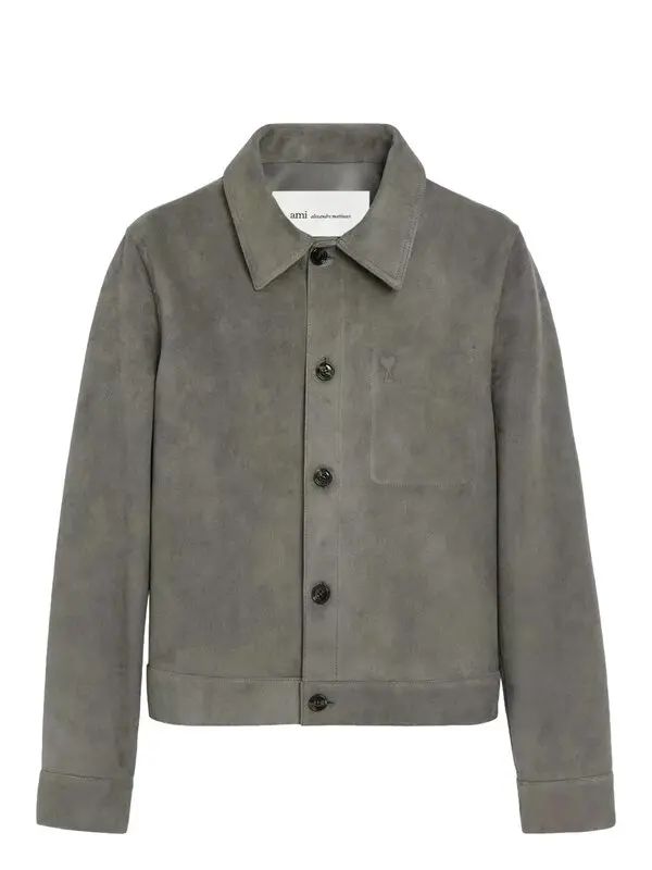 Ami De Coeur Buttoned Leather Jacket - Grey