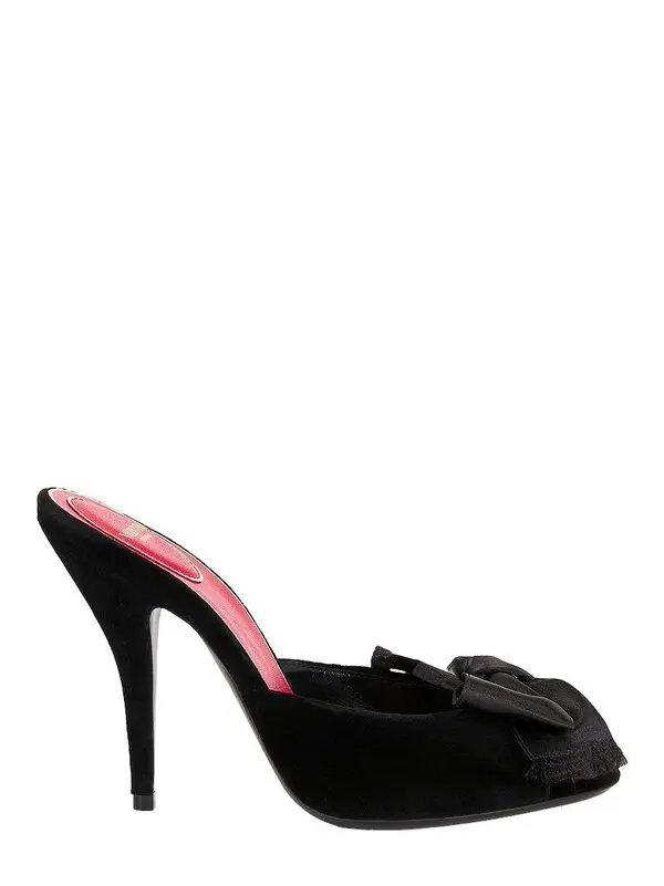 Valentino Garavani Vg Marie Velluto Bow 105 Mule - Nero