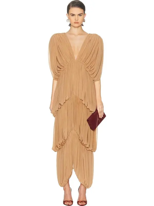 Ronny Kobo Damier Dress - Nude