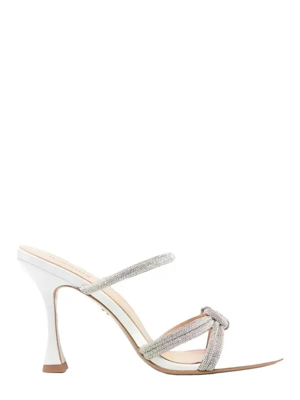 Lola Cruz Alice Embellished Knot Mules - White