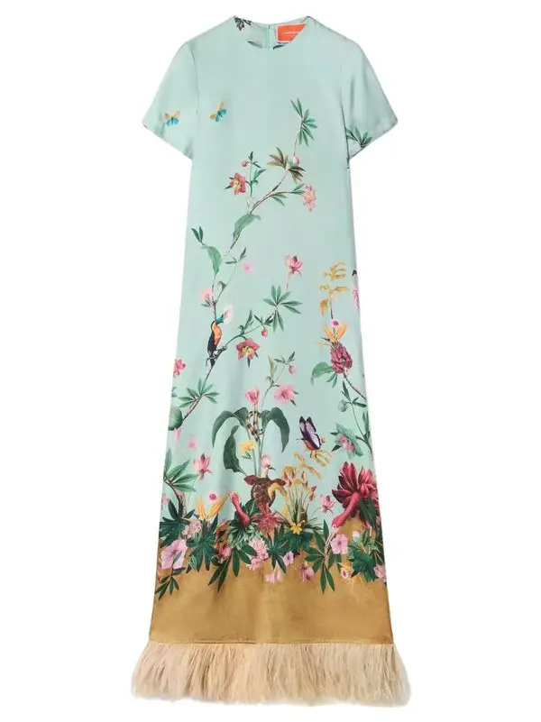 La DoubleJ Floral-print Silk Maxi Dress - Blue