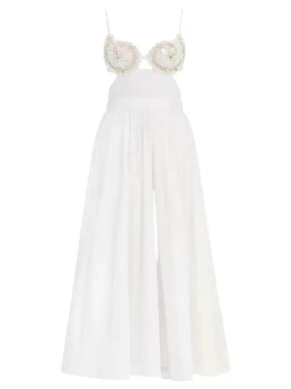PatBO Beaded Cutout Dress - White