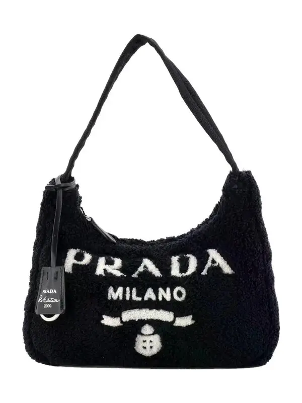 Prada Re-edition 2000 Terry Cloth Mini Hobo Bag - Black