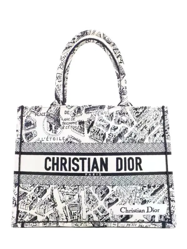 Dior Book Oblique Canvas Medium Tote Bag - Black