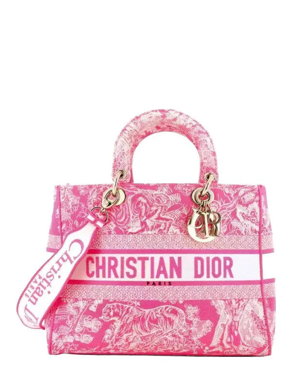 Dior Lady D-lite Large Tote Bag Embroidered Canvas - Pink