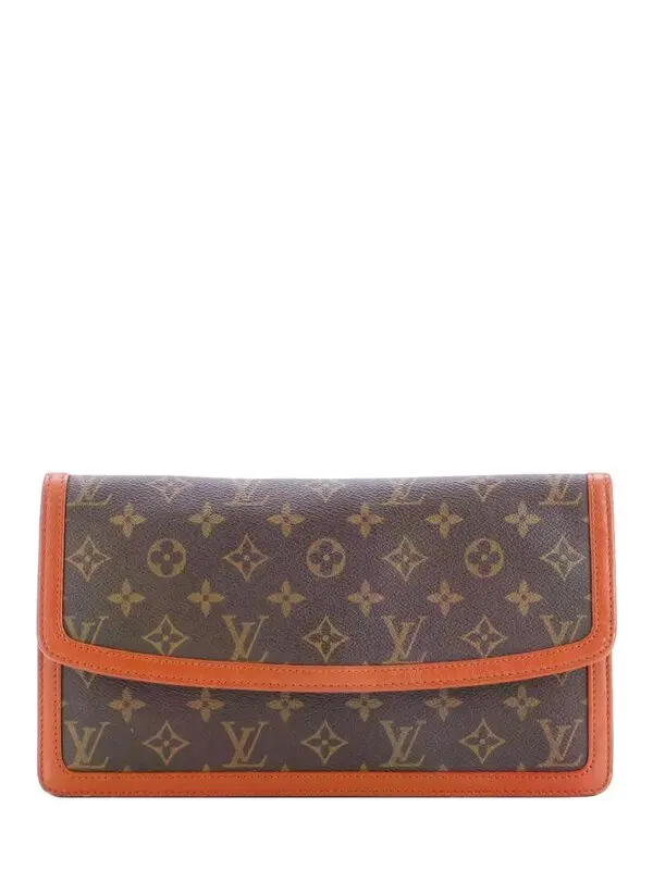 LOUIS VUITTON Dame Pochette Monogram Canvas Gm Clutch Bag - Brown