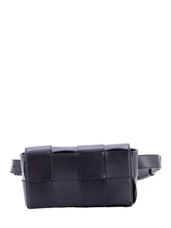 Bottega Veneta Cassette Maxi Intrecciato Leather Belt Bag - Black
