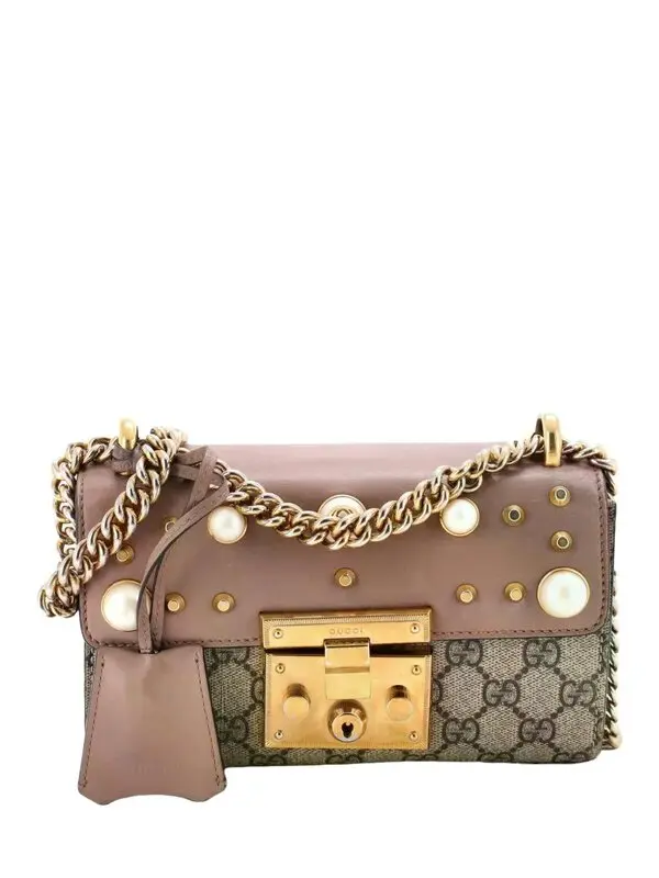 Gucci Pearly Padlock Shoulder Bag - Brown