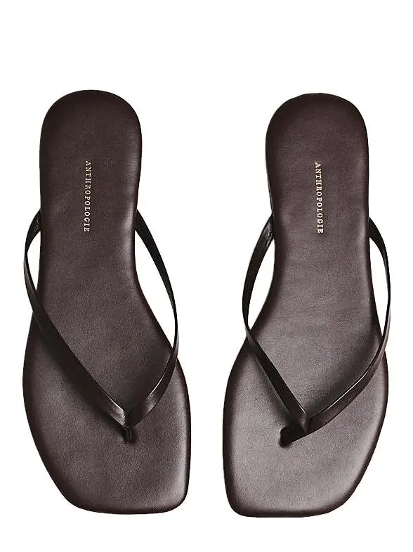 Anthropologie Square-toe Thong Sandals - Chocolate