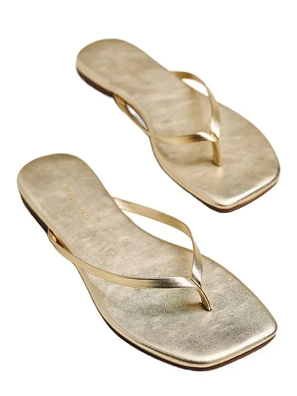 Anthropologie Square-toe Thong Sandals - Gold