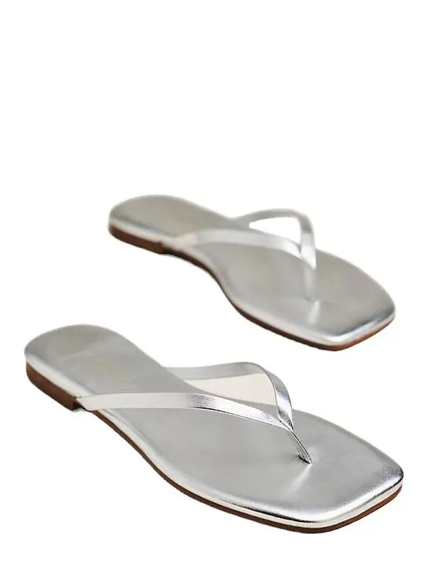 Anthropologie Square-toe Thong Sandals - Silver