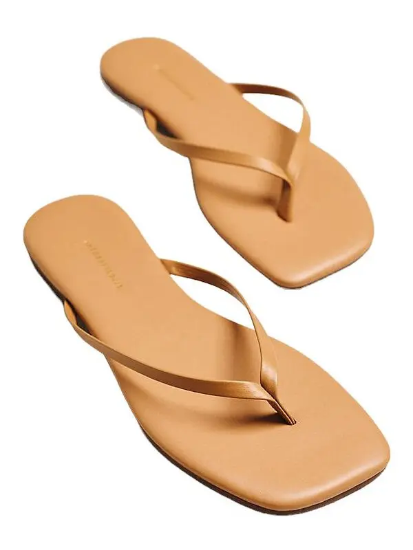 Anthropologie Square-toe Thong Sandals - Tan