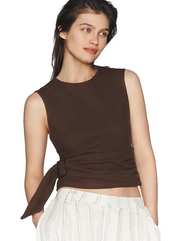 Maeve Wrap Sleeveless Top - Carafe