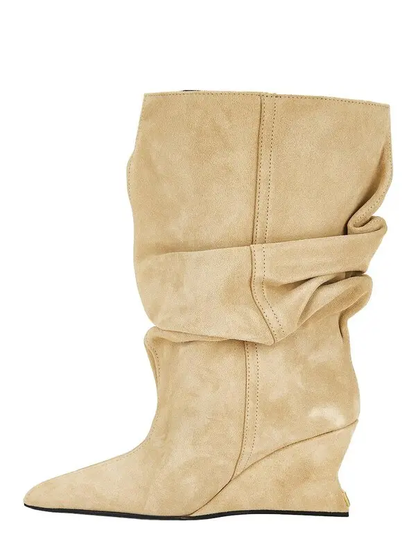 Balmain Ankle Wedge Boots - Beige