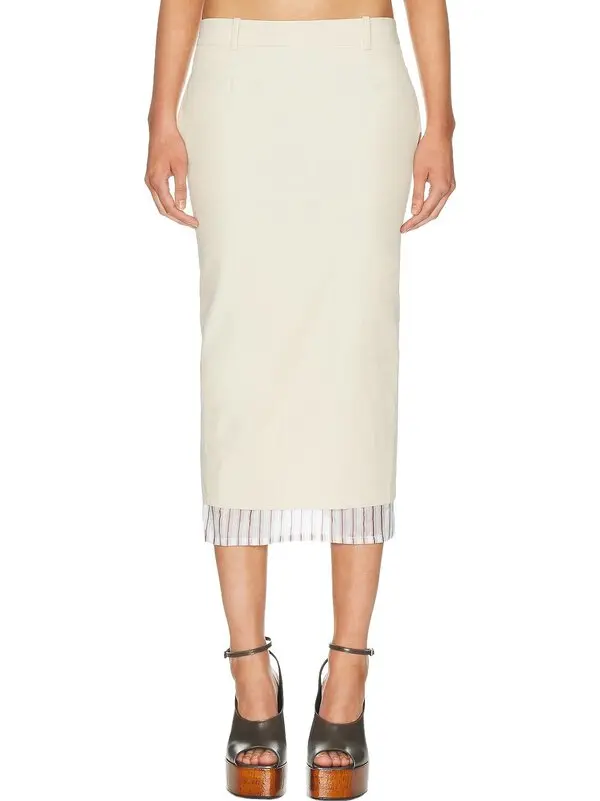 Attico Low Rise Midi Skirt - Beige