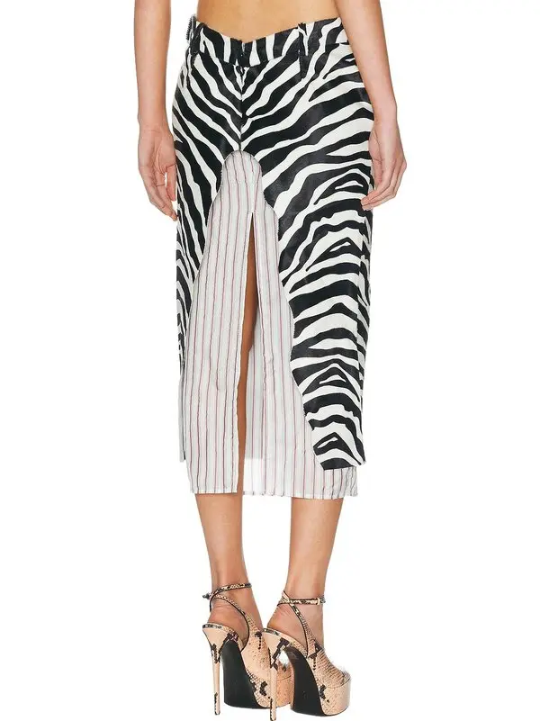 Attico Low Rise Midi Skirt - White & Black
