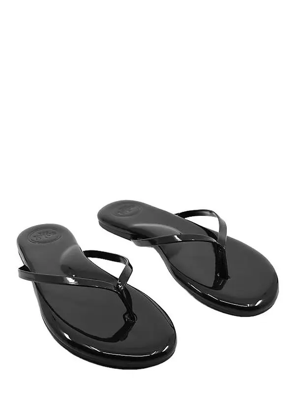 SOLEI SEA Die Patent Thong Sandals - Black