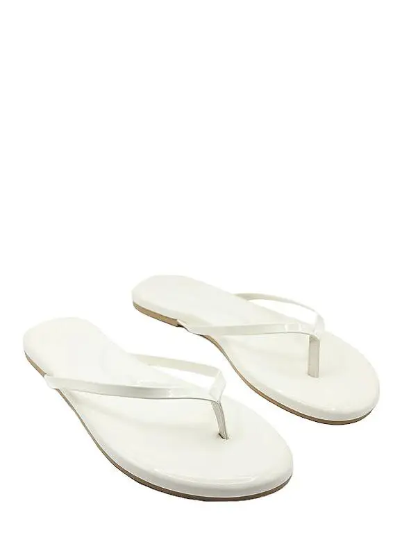 SOLEI SEA Die Patent Thong Sandals - Cream