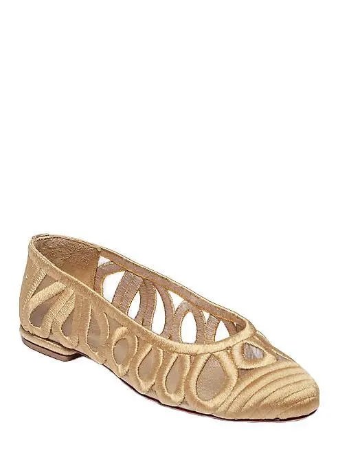 Bernardo Costa Mesh Ballerina Flats - Gold
