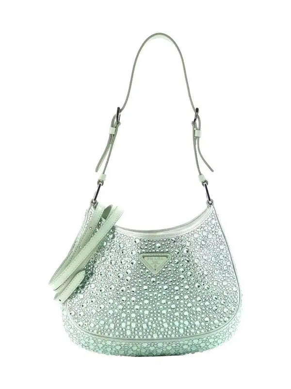Prada Cleo Crystal Embellished Small Crossbody Bag - Green
