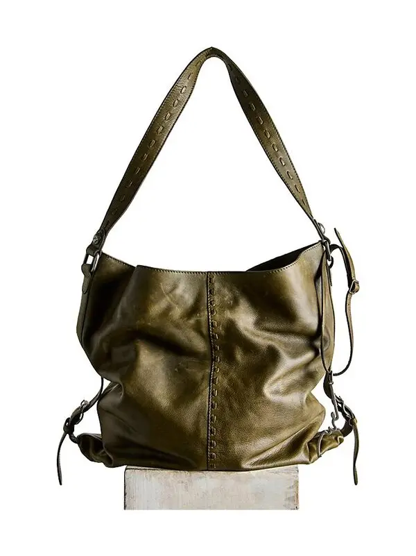 Free People Dallas Distressed Suede Bag - Olive