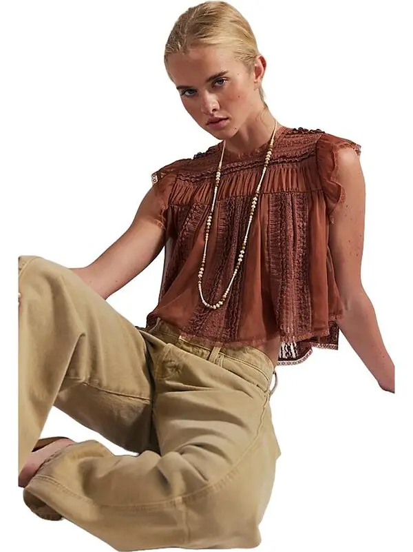 Free People Sun Drenched Blouse - Nutmeg