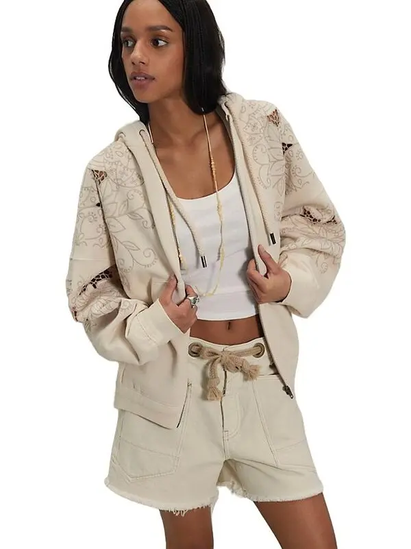 Free People We The Free Where Are The Umbrellas Zip-up - Ivory Combo