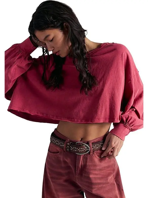Free People We The Free Sandy Long Sleeve Top - Deep Claret