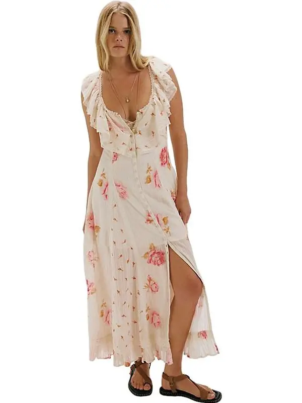 Free People Honeysuckle Dreams Maxi Dress - White Combo