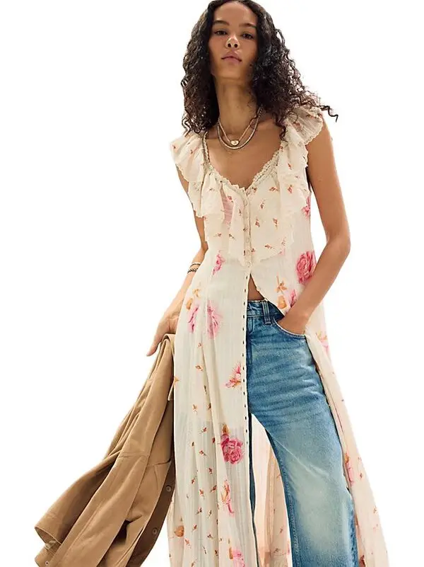 Free People Honeysuckle Dreams Maxi Dress - White Combo
