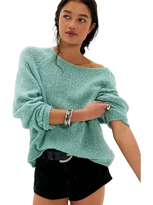 Free People Shoreline Knit Pullover - Seafoam