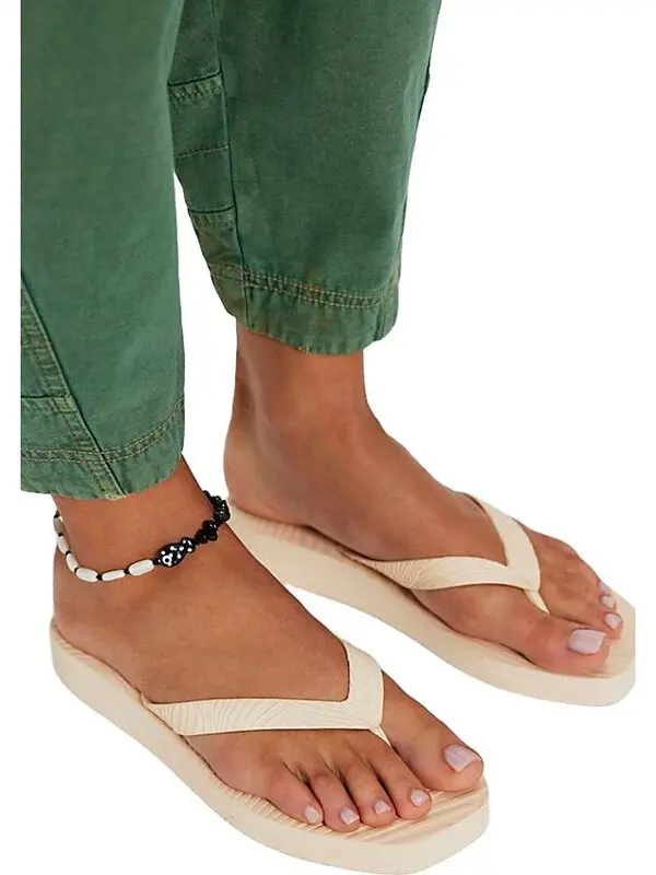 VELOUR Tapered Platform Flip Flops - Eggnog
