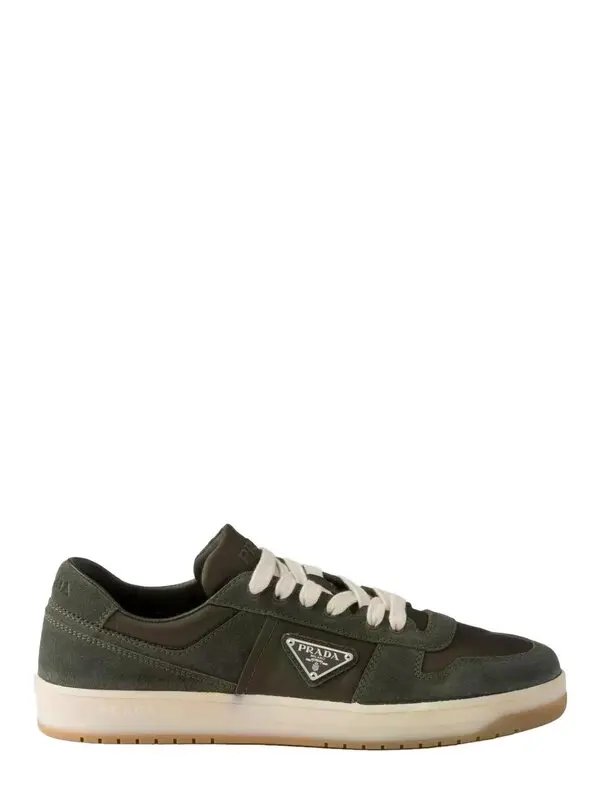 Prada Downtown Re-nylon And Suede Sneakers - Green
