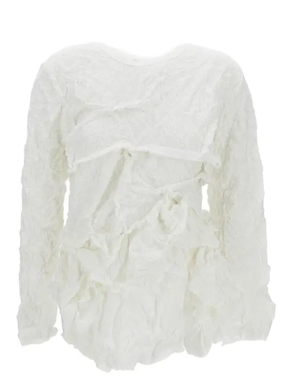 Comme Des Garçons Ruffled Long Sleeve Top - White