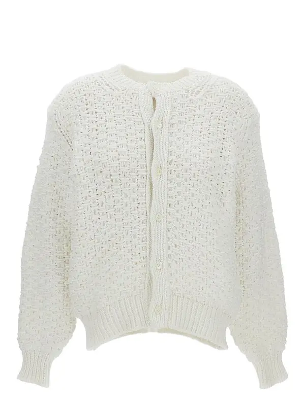 Comme Des Garçons Cropped Cable-knit Cardigan - White