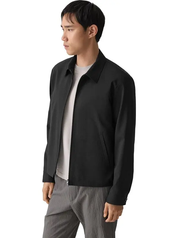 Theory Blouson Zip Jacket In Motion Wool - Black