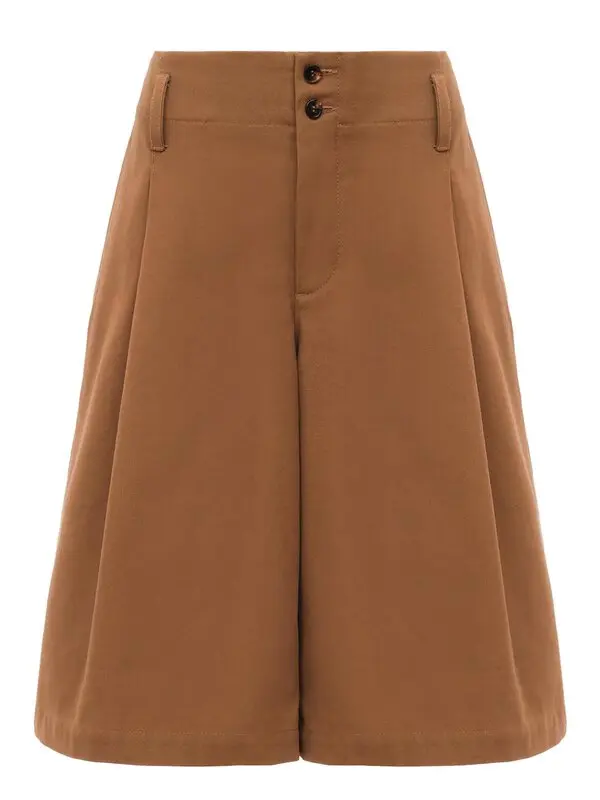 Chloé High-rise Wide-leg Bermuda Shorts - Mustard Brown