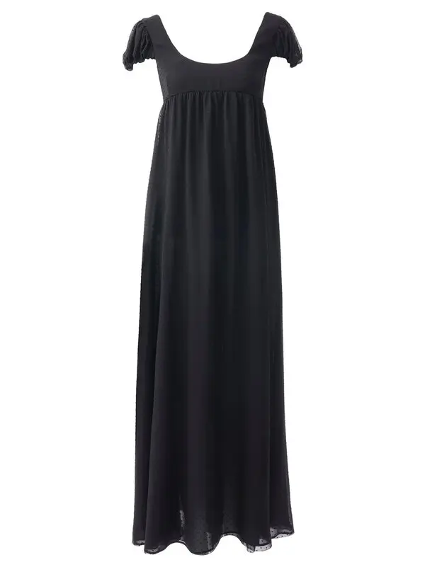 Chloé Puff-sleeve Long Dress - Black