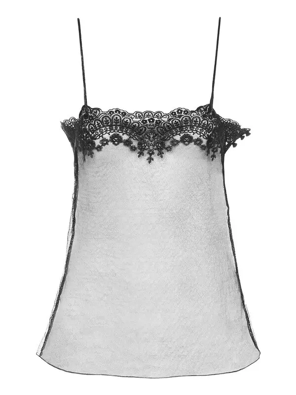 Chloé Fitted Embroidered Lace Tank Top - Black