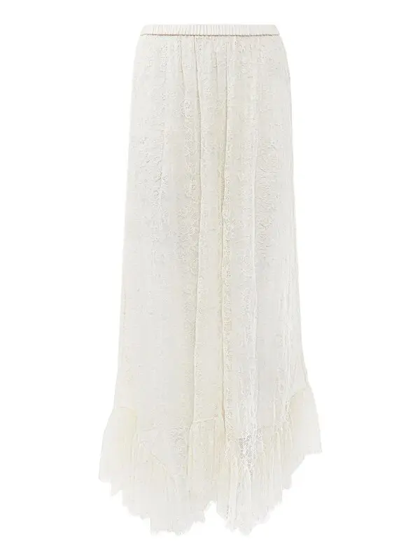 Chloé Floral Lace Jacquard Midi Skirt - Iconic Milk