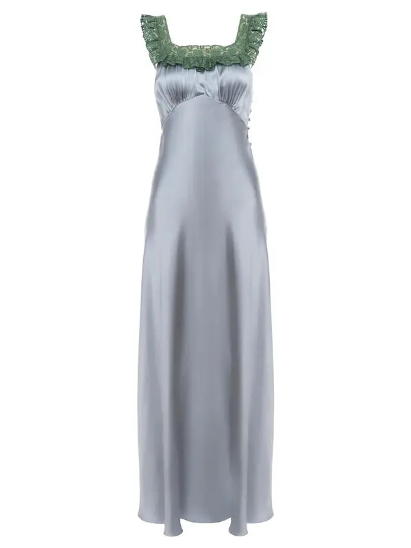 Chloé Sleeveless Column Dress With Lace Details - Ash Blue
