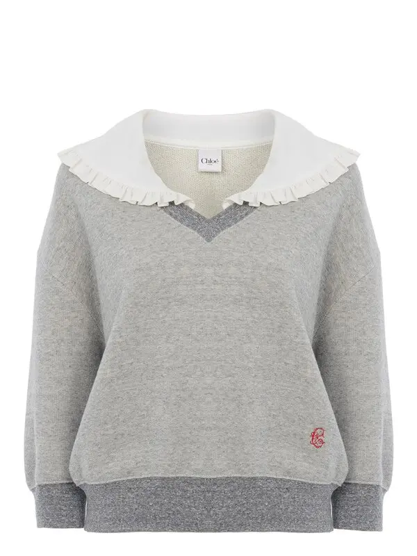 Chloé Chiné Fleece V-neck Sweater - Vapor Grey