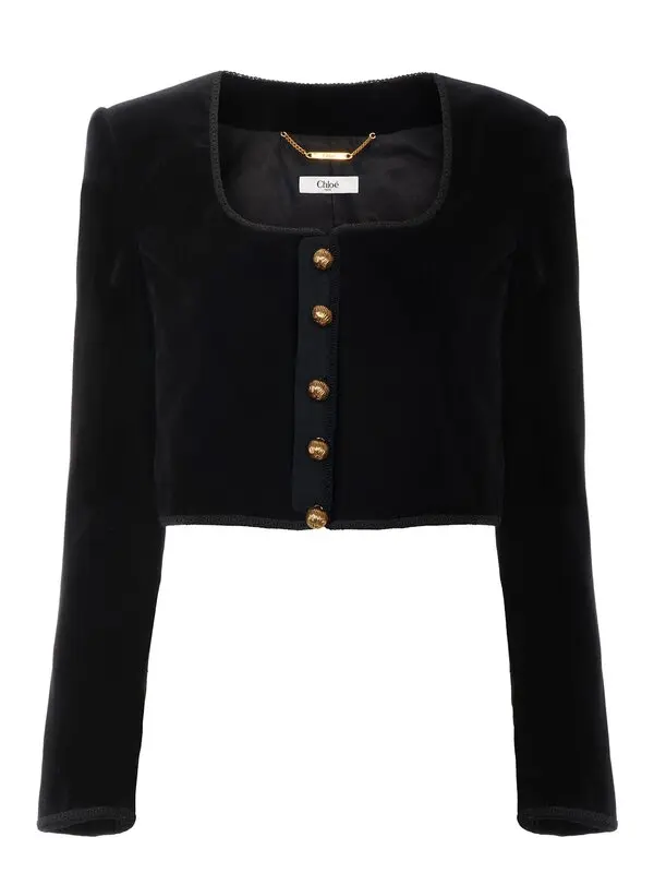 Chloé Cropped Spencer Jacket - Black