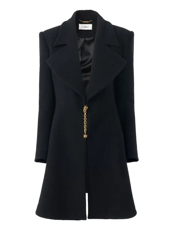 Chloé Riding Coat In Wool Bouclette - Black